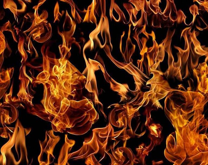 Flames Fabric / 100% Quilting Cotton Fabric / Fire Fabrics / Flames on ...