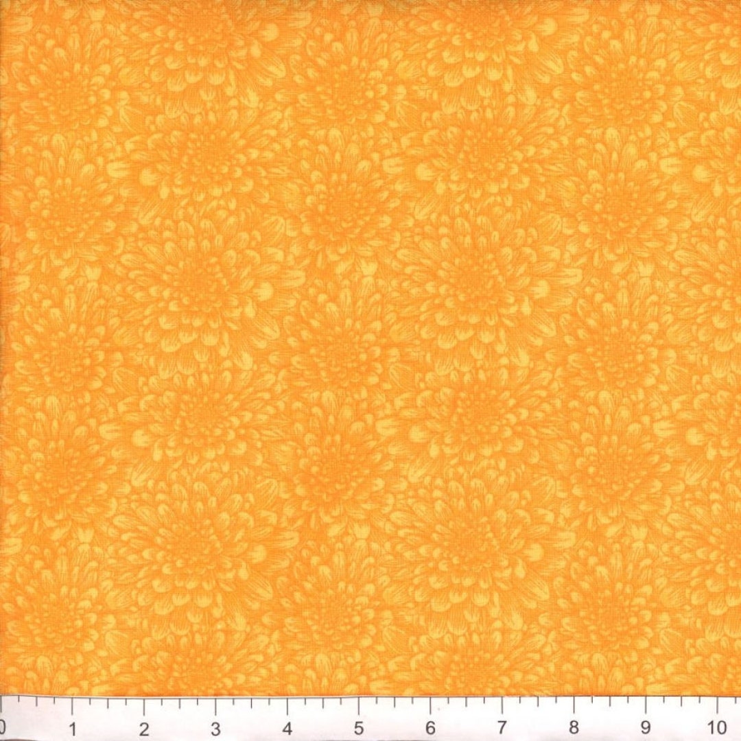 Gold Flower Burst Cotton Fabric, Yellow Orange Tonal Material, by MDG ...