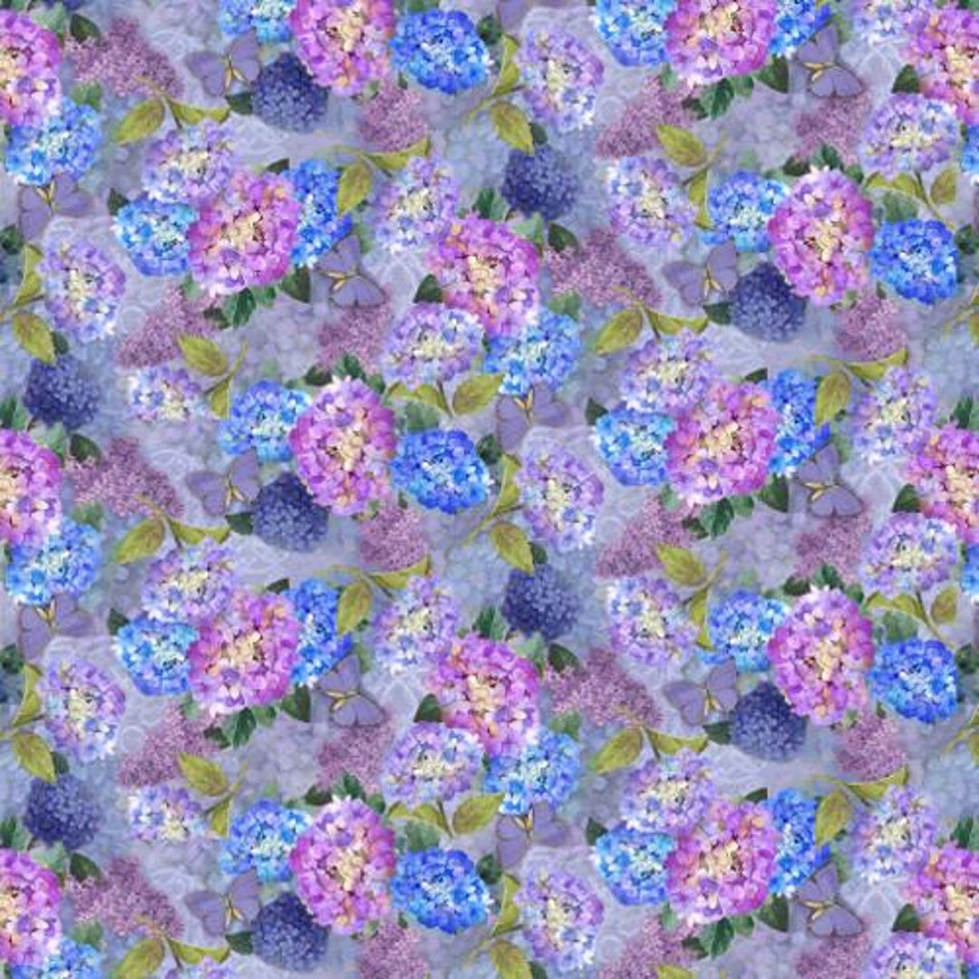 Floral Hydrangea Fabric, Secret Garden Quilting Cotton, 3816-51, by ...