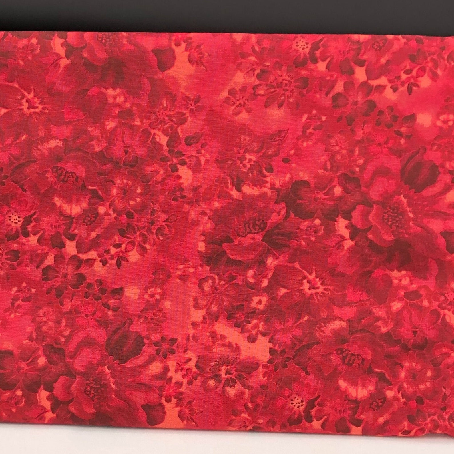 Red Fabric / 100% Cotton Fabric / Faded Floral Red Fabric / | Etsy