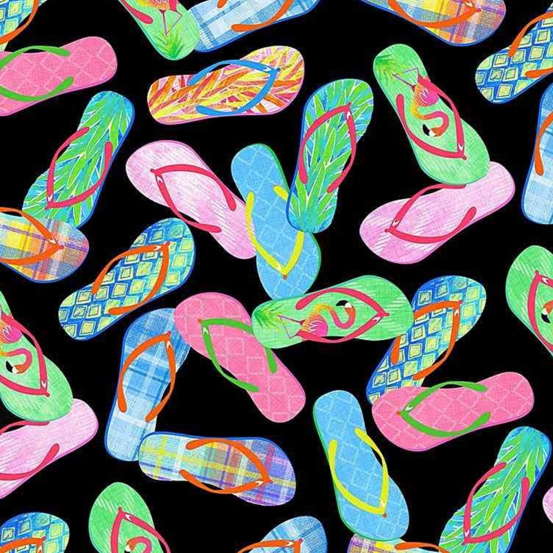Flip Flops Fabric / 100% Cotton Fabric / Patterned Flip Flops / Fun ...