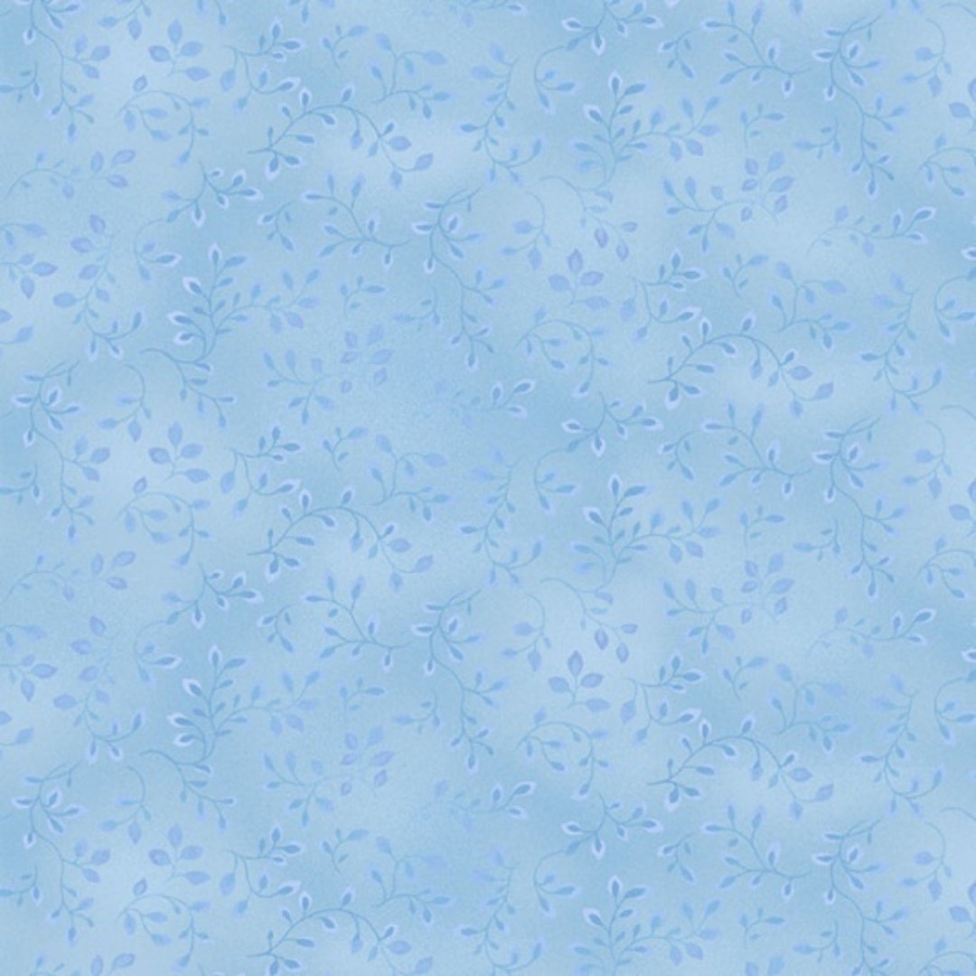 Blue Tonal Fabric / 100% Quilter Cotton Fabric / Light Blue Vines ...