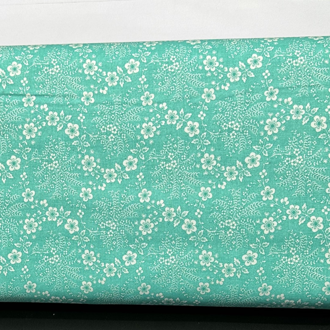 Caribbean Floral Fabric: 100% Cotton Trellis Dance Print, by MDG, 44 ...