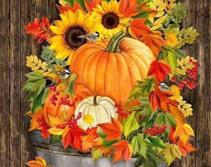 Autumn Panel / Harvest Floral Metallic Fabric Panel / 100% Quilter ...