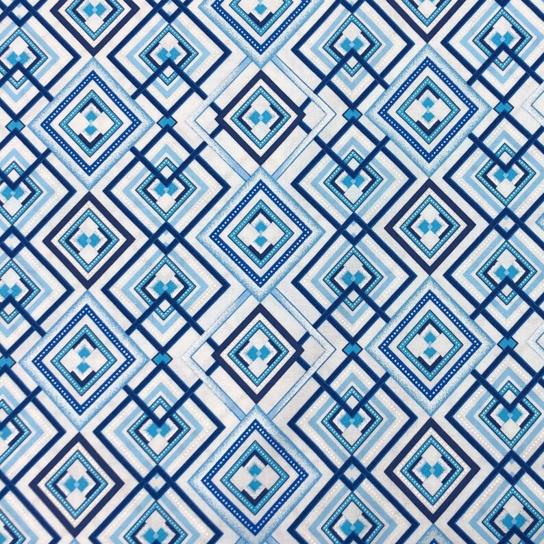 Diamond Fabric / 100% Cotton Fabric / Blue Brilliance / | Etsy