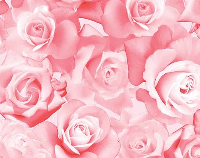 Floral Fabric / 100% Quilter Cotton / Pink Rose Fabric / Rose Romance ...