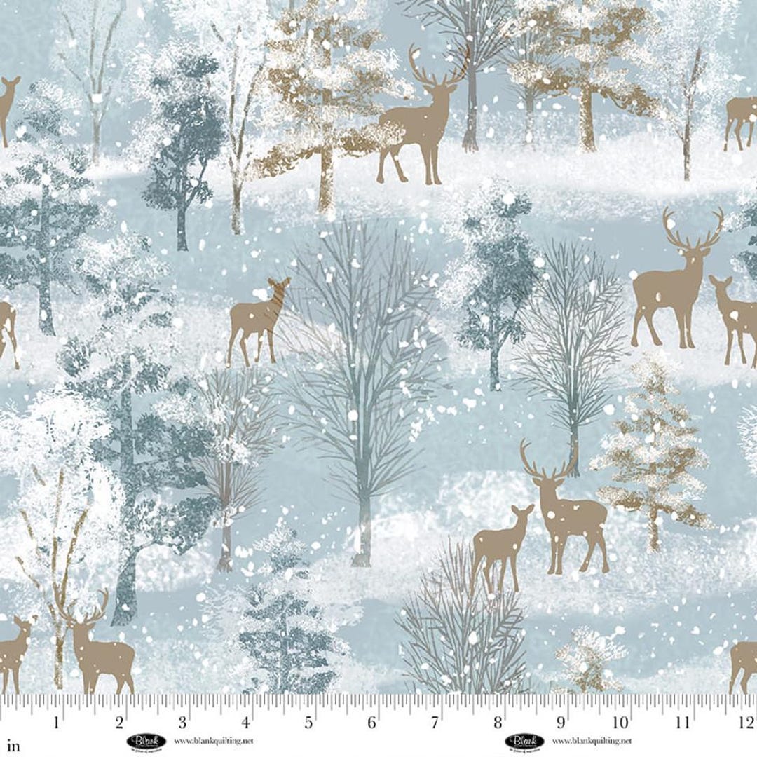 Winter Scenic Light Blue Cotton Fabric: Winter Whispers Collection ...