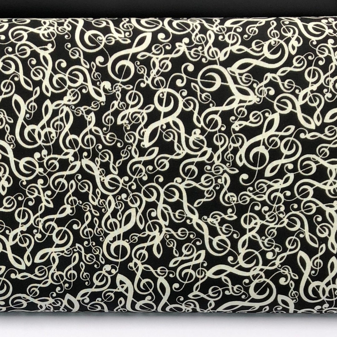 Musical Notes Fabric / 100% Quilter Cotton Fabric / White Musical Notes ...