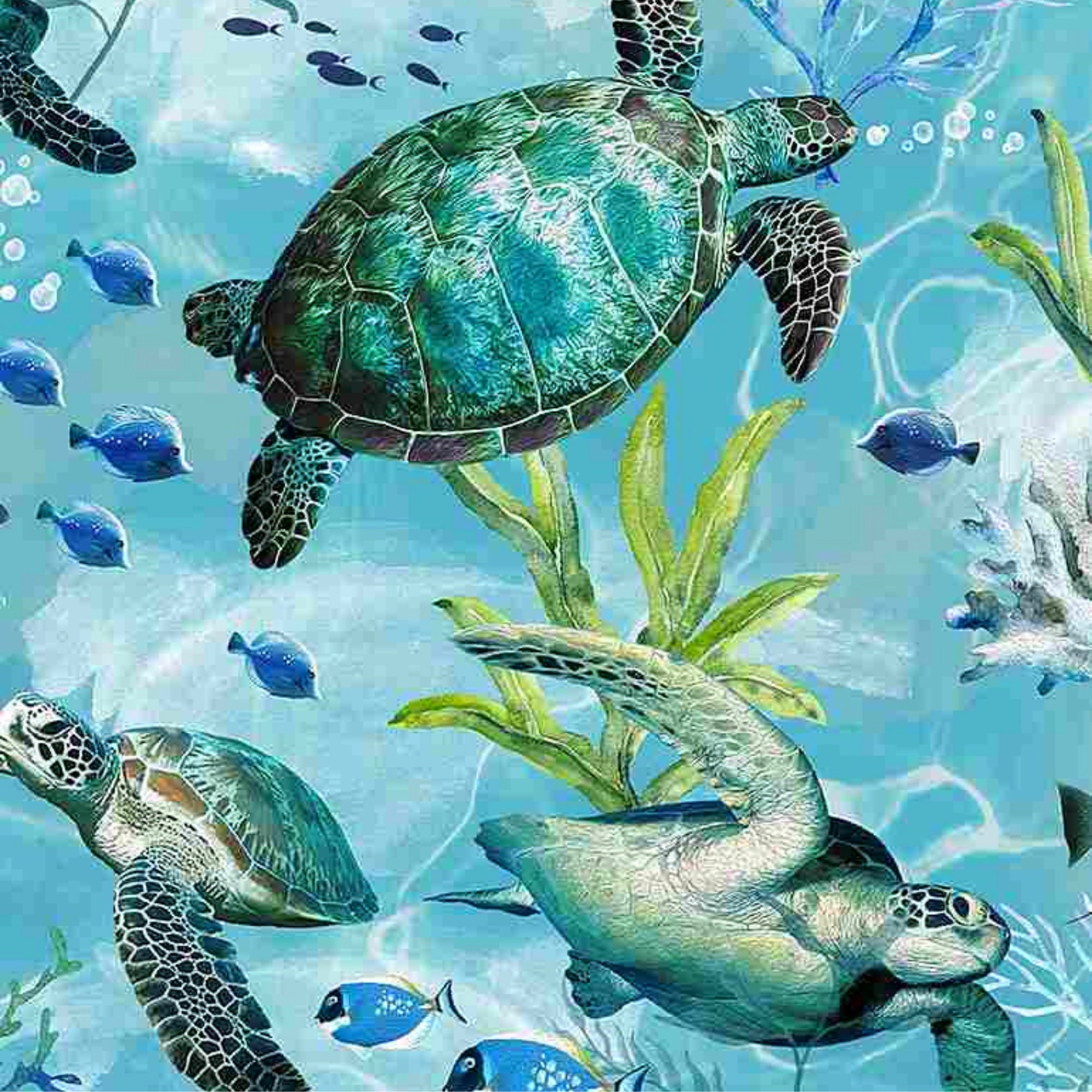 Sea Turtles Fabric / 100% Cotton Fabric / Ocean Fabric / Blue | Etsy