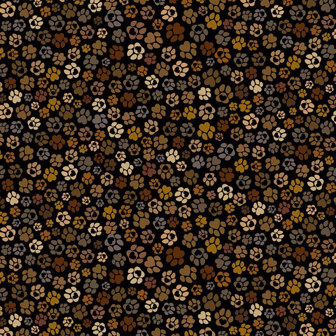 Paw Print Fabric / 100% Quilting Cotton Fabric / Dog Paw Prints Brown ...