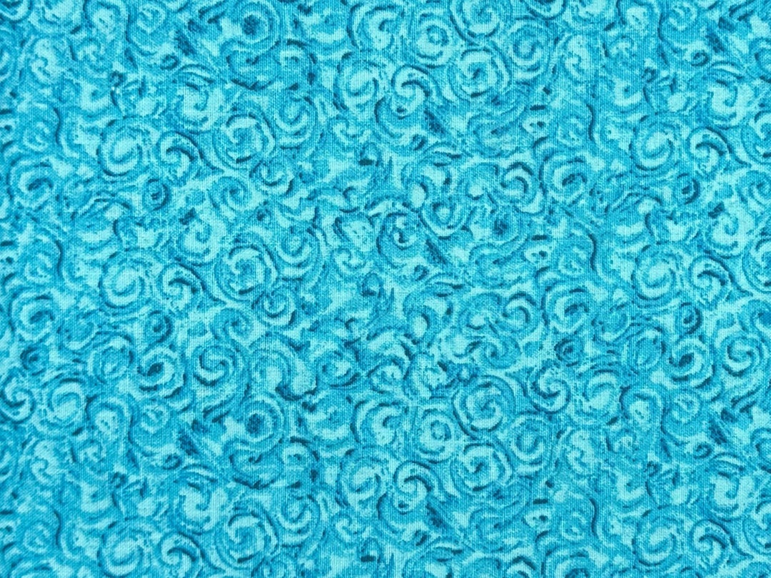 Turquoise Tonal Fabric / 100% Cotton Fabric / Twister Swirls Fabric ...