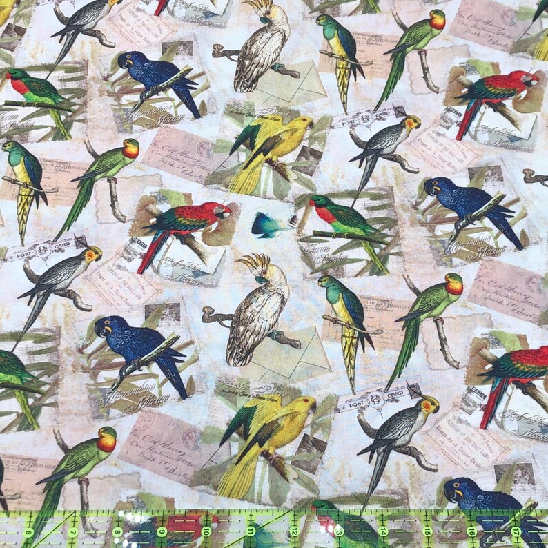 Exotic Birds Fabric / 100% Cotton Fabric / Tropical Birds | Etsy