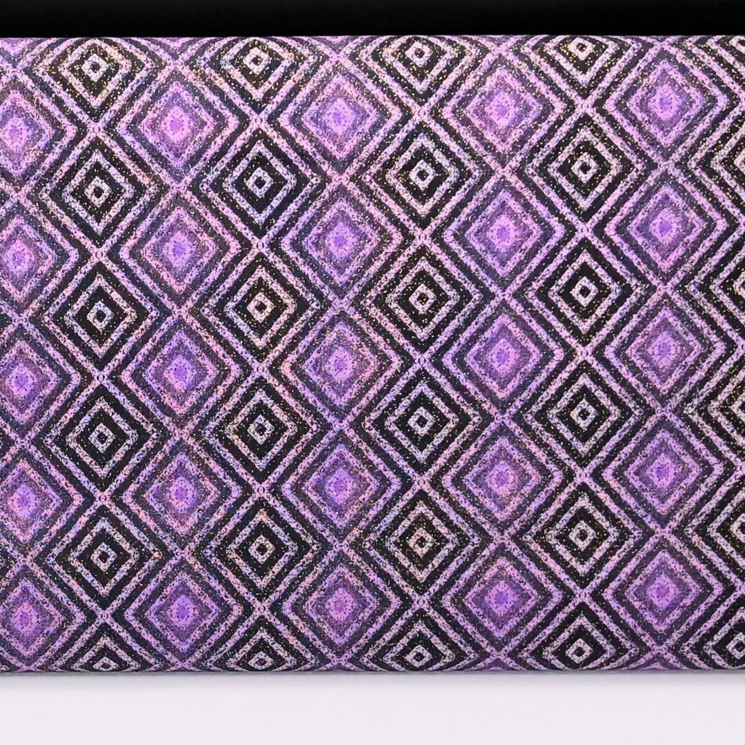 Purple Fabric / 100% Quilter Cotton Fabric / Purple and Black Diamonds ...