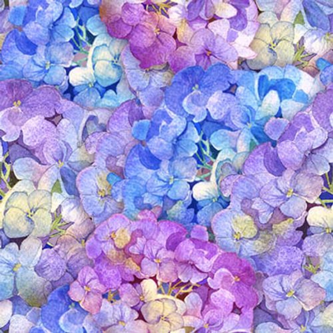Floral Hydrangea Quilting Cotton Fabric, Secret Garden Peri 3813-51, by ...