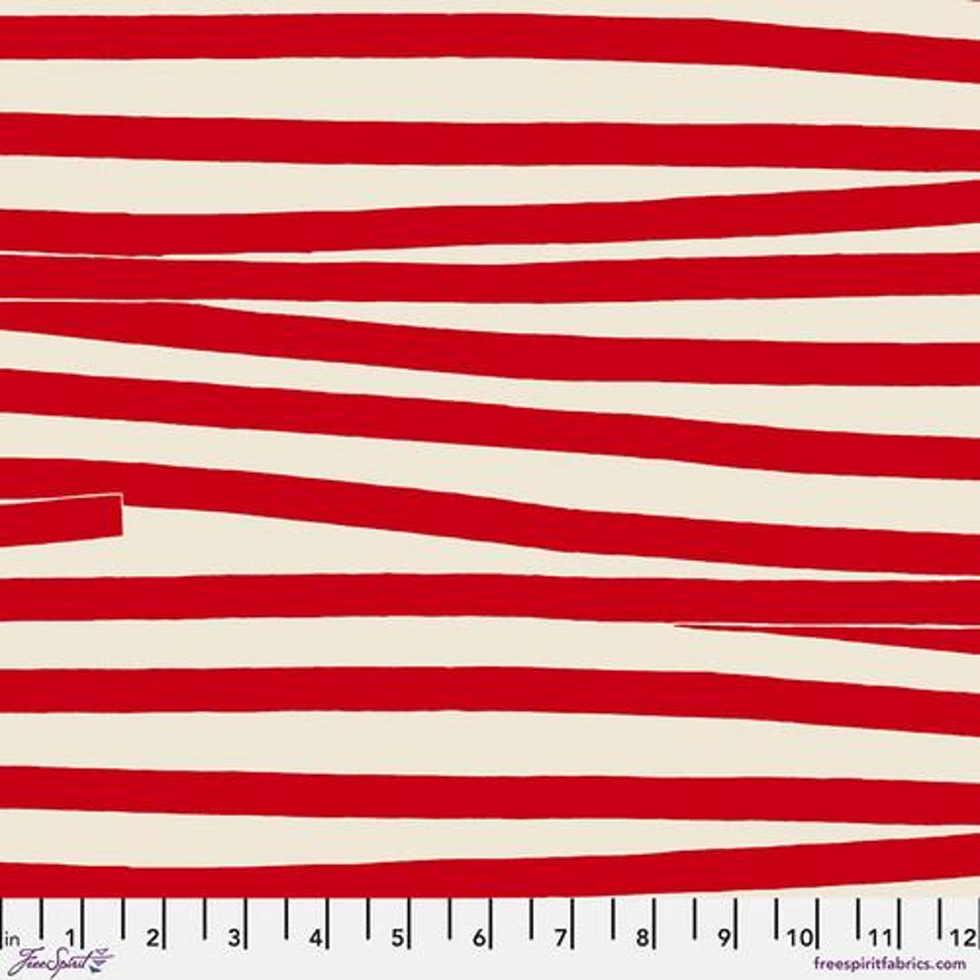 Red Ribbon Stripe Christmas Fabric: Quilting Cotton by Free Spirit, 44 ...