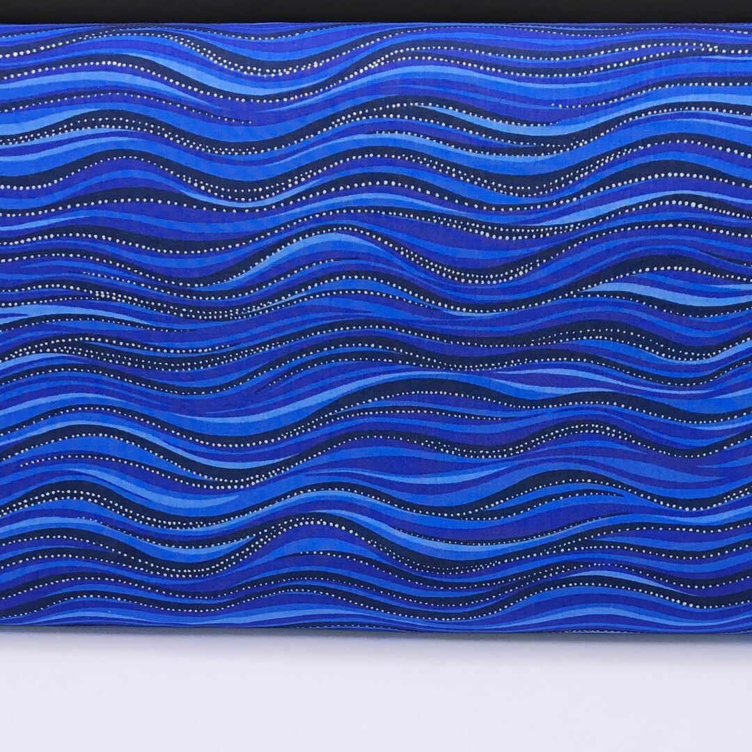Navy Wave Fabric / 100% Quilter Cotton Fabric / Navy Blue Fabric / CW ...