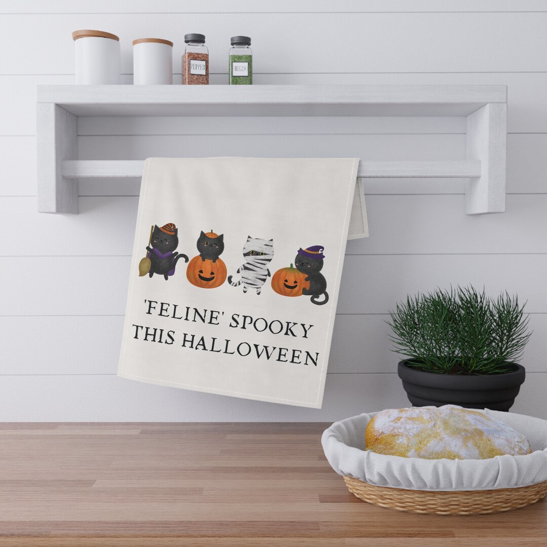 Dish Rag Feline Spooky This Halloween Kitchen Towel Gift for Cat Lovers ...