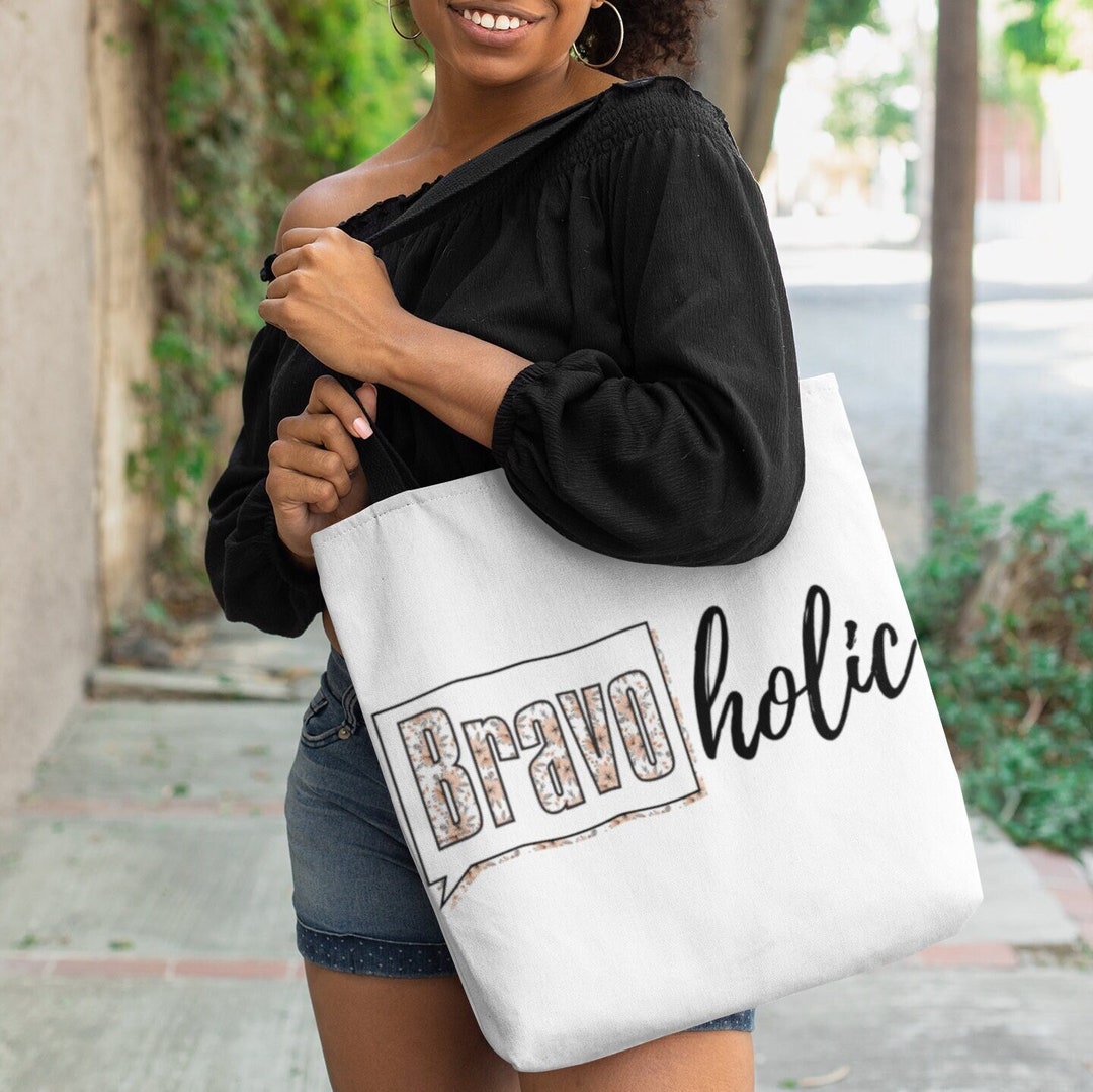 Floral Bravoholic Large Tote Bag for Bravo Fan Bag Flower Pattern Bravo ...