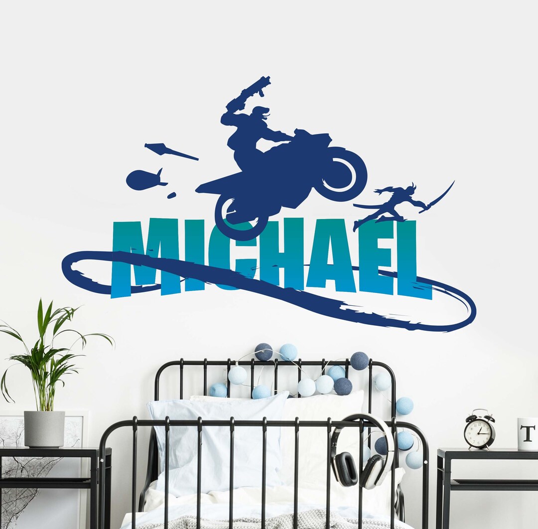 Personalized Gamer Rider Name Wall Decal |gamer Name Vinyl Wall Decal ...