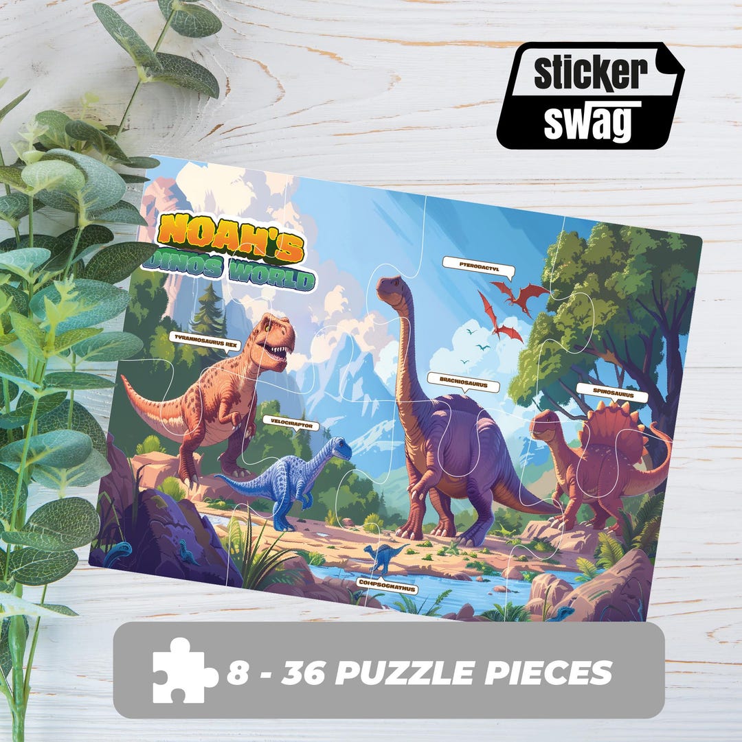 Dinosaur Jumbo Puzzle - Kids Jumbo Dinosaur Puzzle. Personalized Jumbo ...