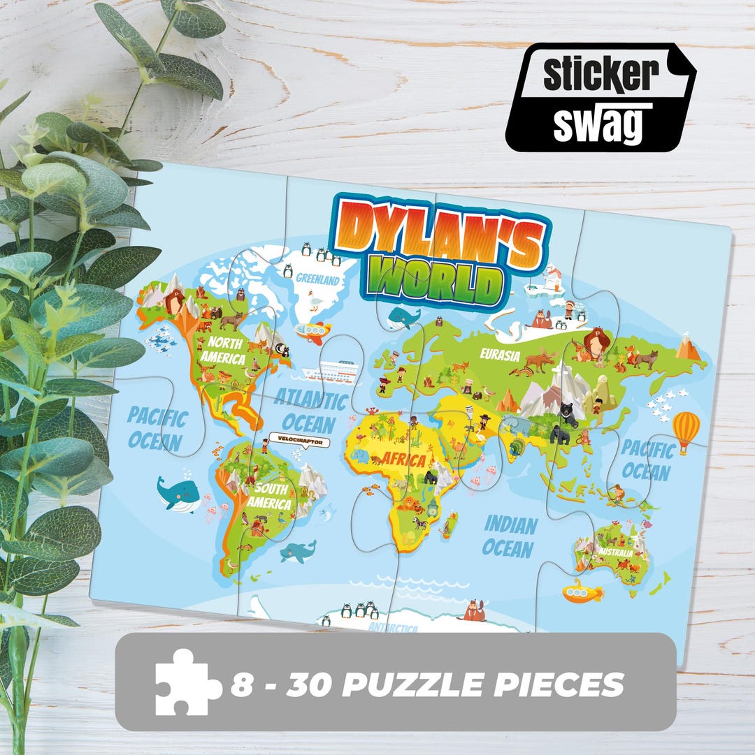 Continents Jumbo Puzzle - Kids Jumbo Continents Puzzle. Personalized ...