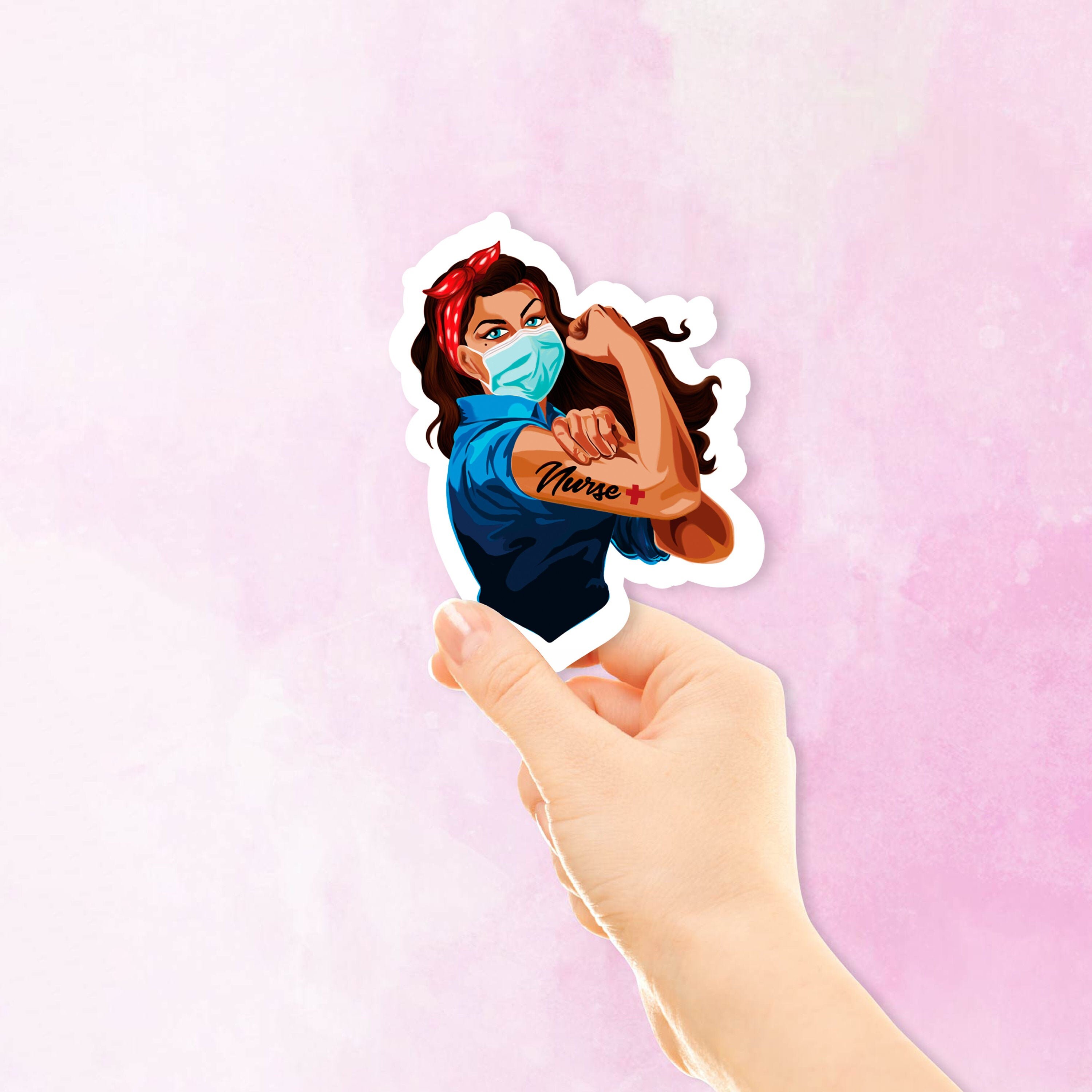 Brunette Nurse Sticker Decal | Etsy