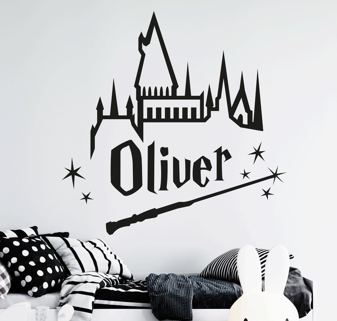 Personalized Castle & Magic Wand Name Wall Decal - Castle Magic Wand ...