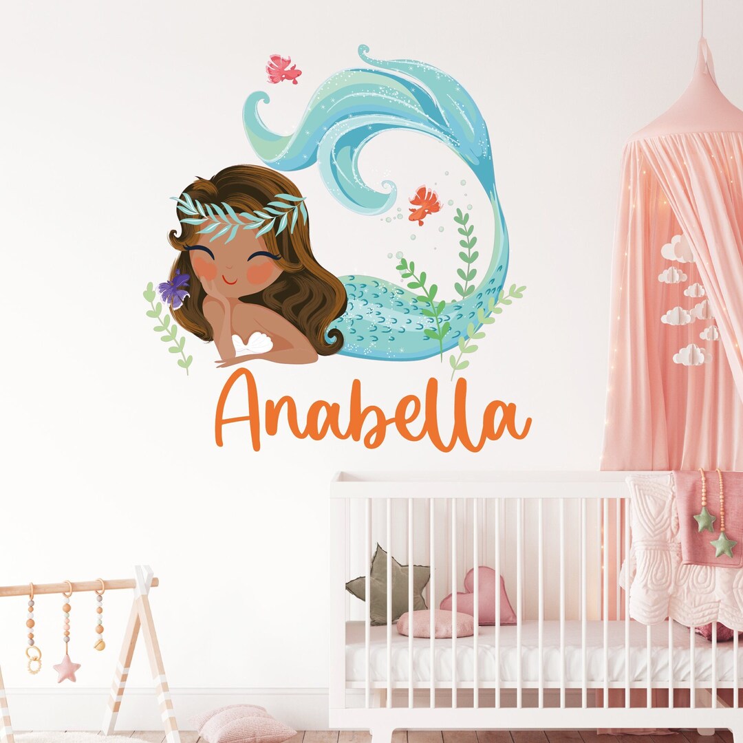 Personalized Beautiful Mermaid Name Wall Decal | Beautiful Mermaid Name ...