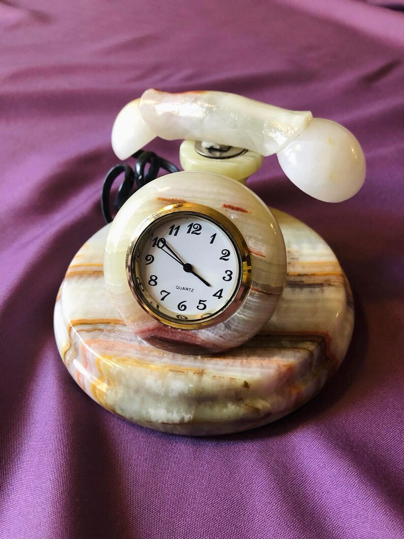 Handmade Onyx Stone Telephone Clock – Vintage Desk Decor - Etsy