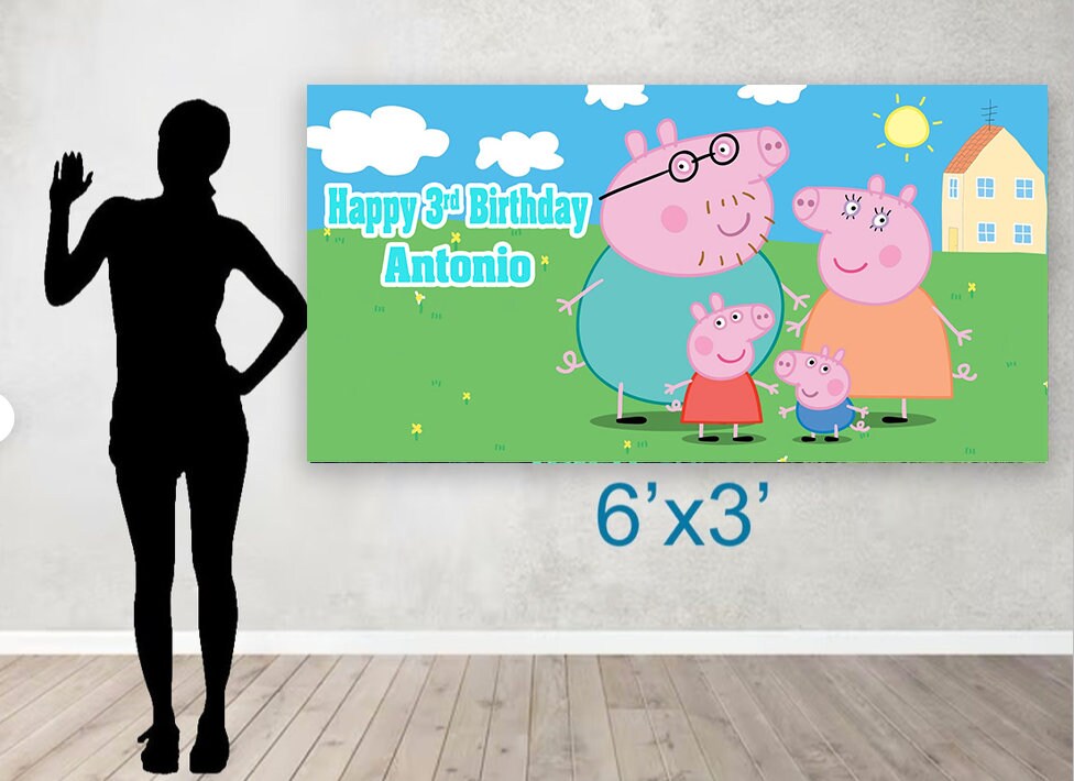 Peppa Pig Birthday Banner Peppa Banner Personalized Peppa - Etsy