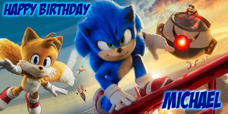Sonic 2 Movie Birthday Banner, Sonic Movie Banner, Sonic Personalized ...