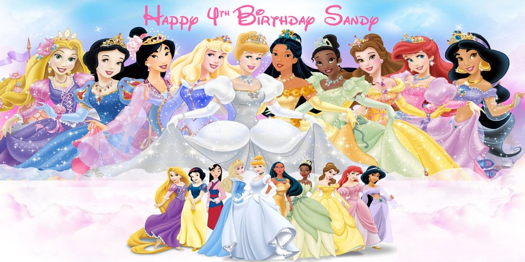 Disney Princess Birthday Banner, Disney Princesses Banner, Disney ...