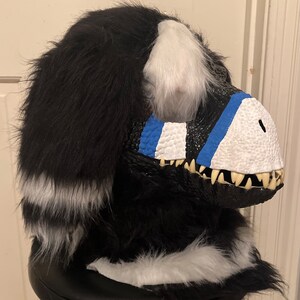 Premade Dinomask Fursuit Black White Blue Furry Mask - Etsy
