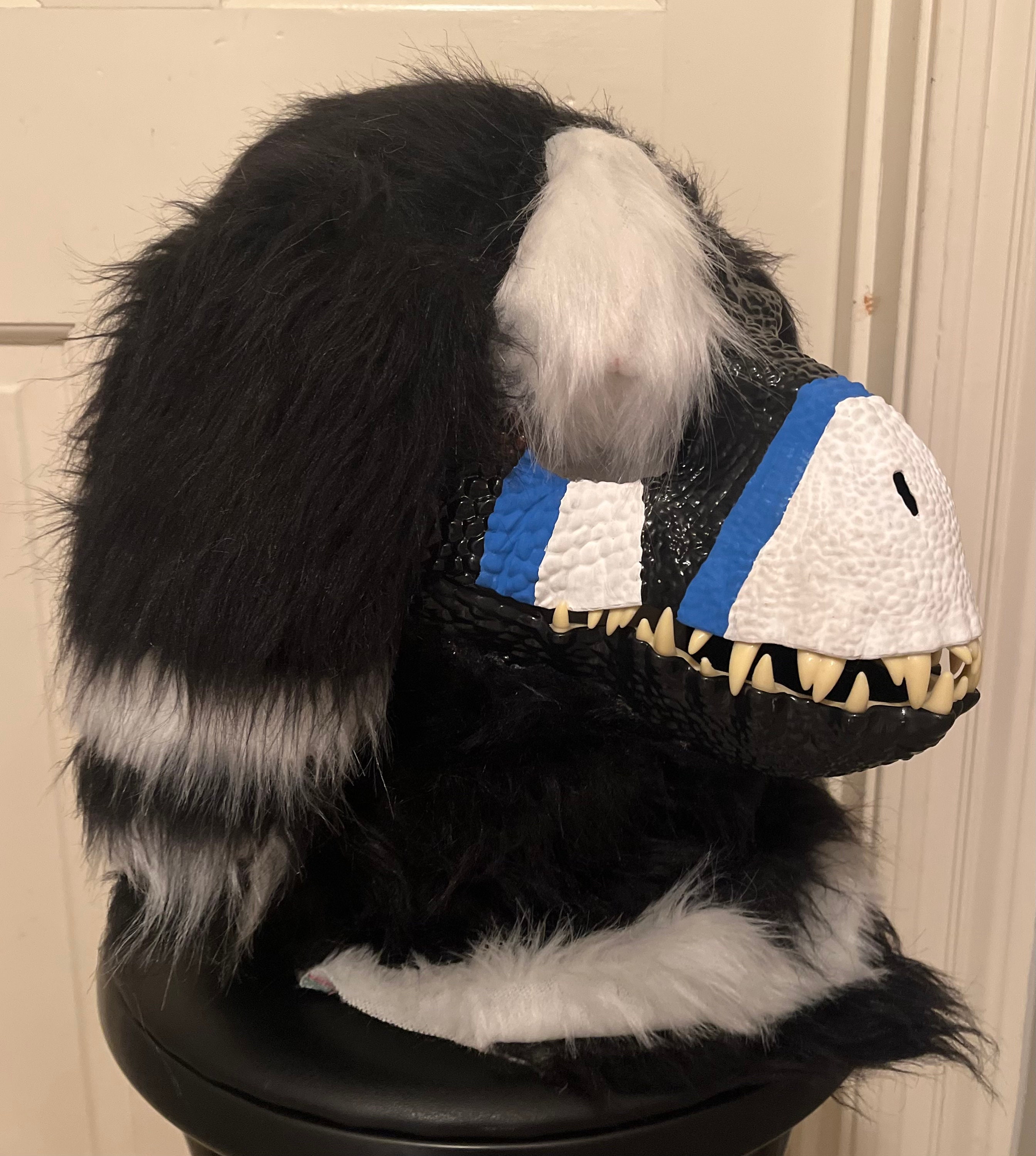 Premade Dinomask Fursuit Black White Blue Furry Mask - Etsy