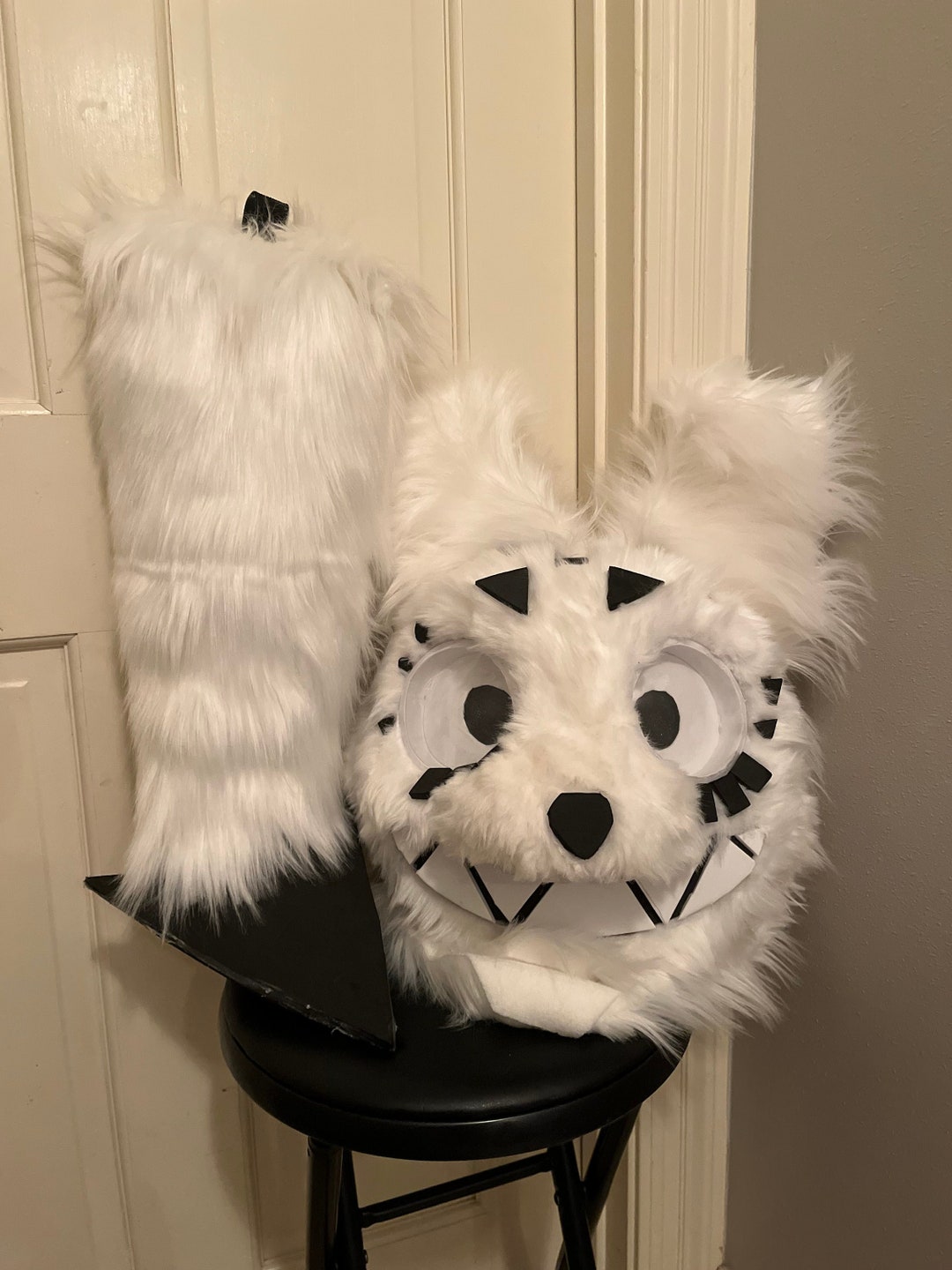 Kemono Cat Fursuit Head Black and White Creepy Kitten Furry Suit - Etsy