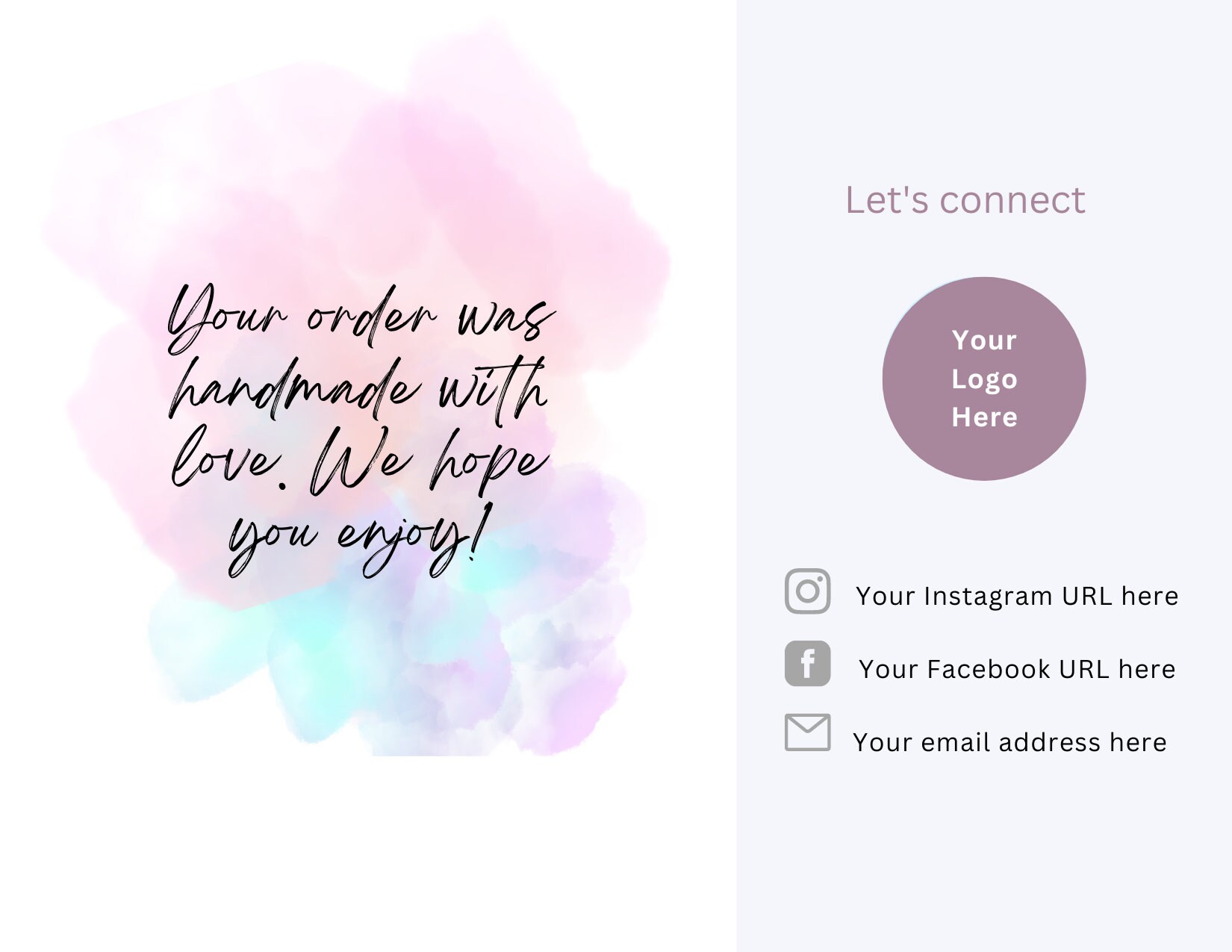 Customer Thank You Insert Canva Template, Editable Thank You Card ...