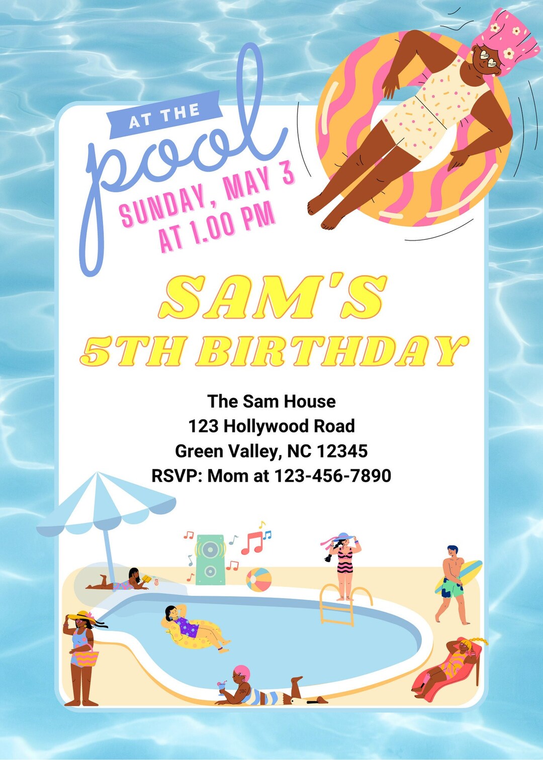 Editable Pool Party Invitation, Pool Party Birthday Invitation, Summer ...