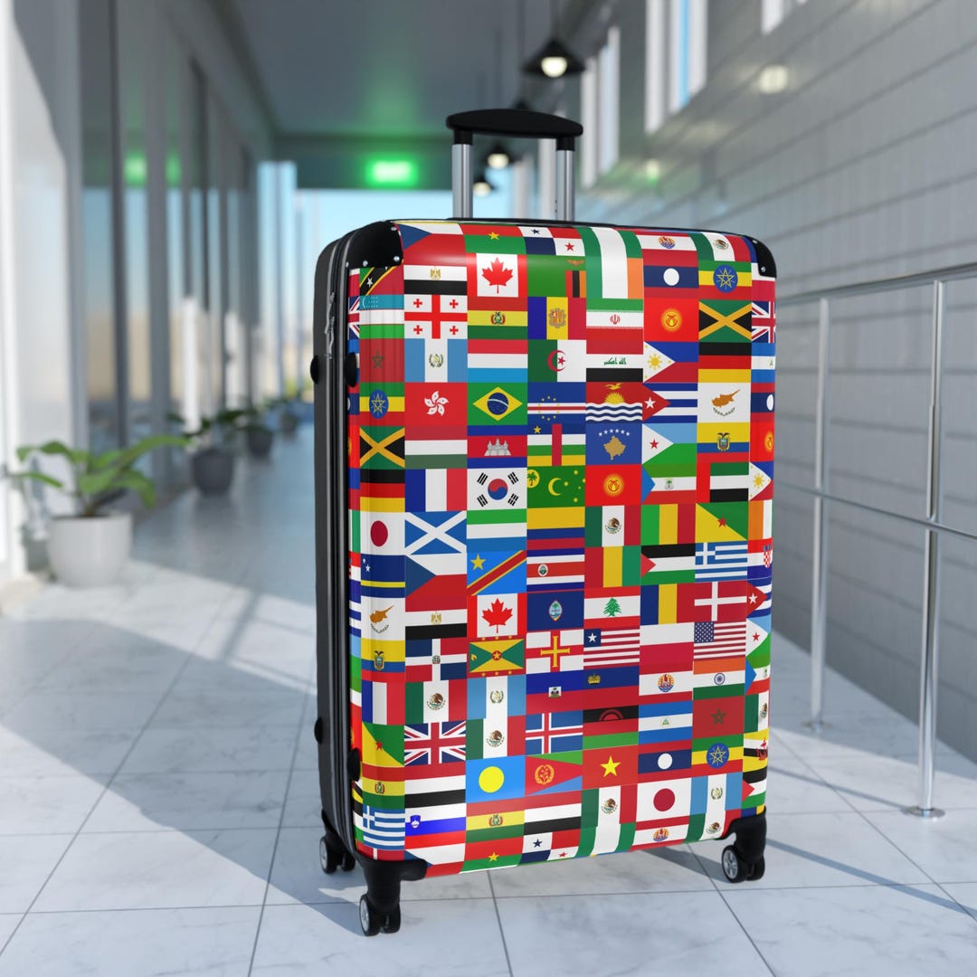 Mini World Flags - Luggage With Wheels, Hard Shell Suitcase, 4x Swivel ...