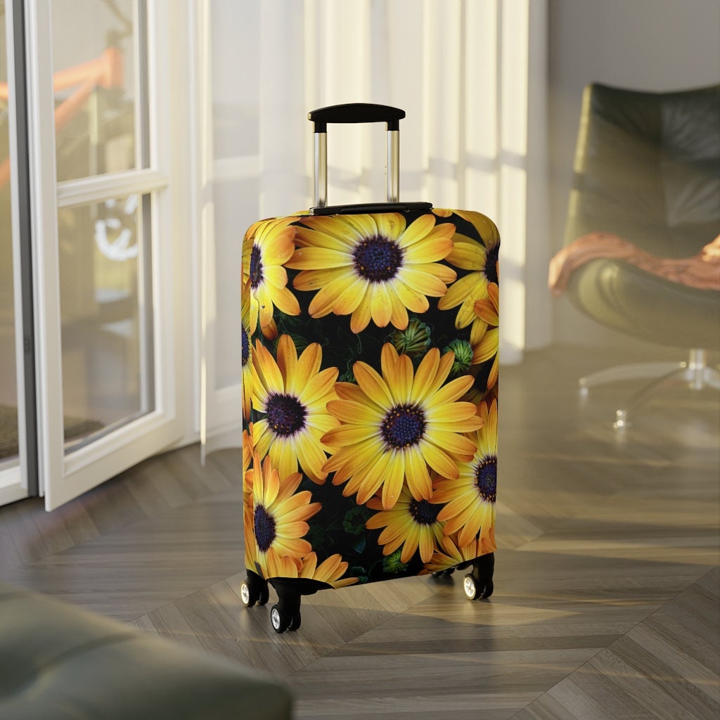 Luggage and Suitcase Covers - Yellow Sunflower Print - Elastic ...