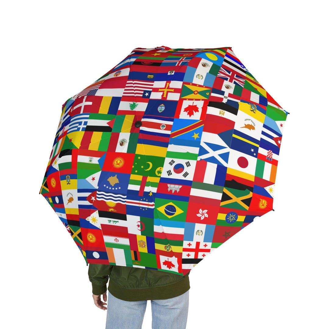World Flags - Semi-automatic Umbrella, Foldable, Windproof, Compact ...