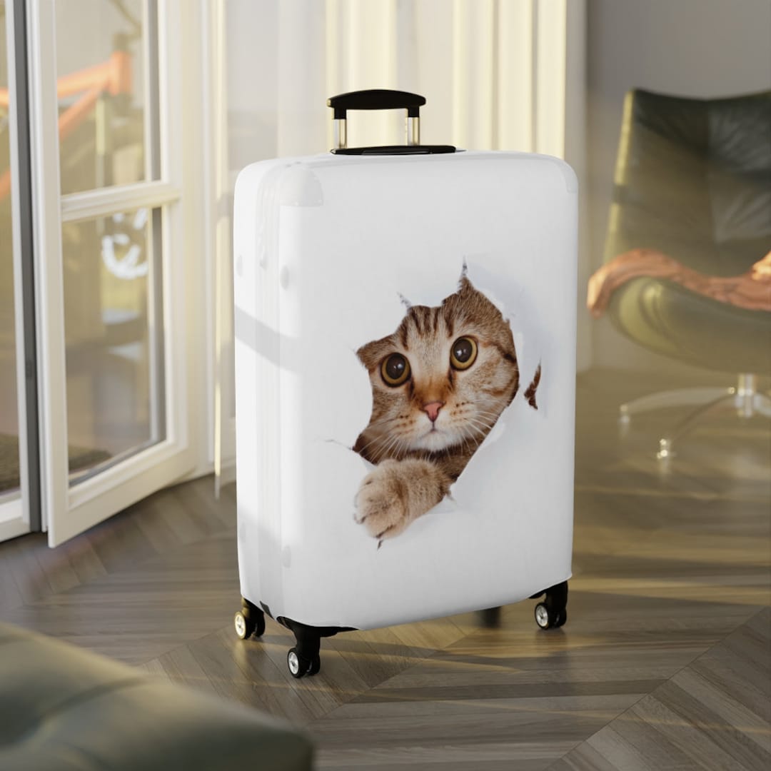 Luggage Covers Cat/white Background Elastic Polyester Spandex Fabric ...