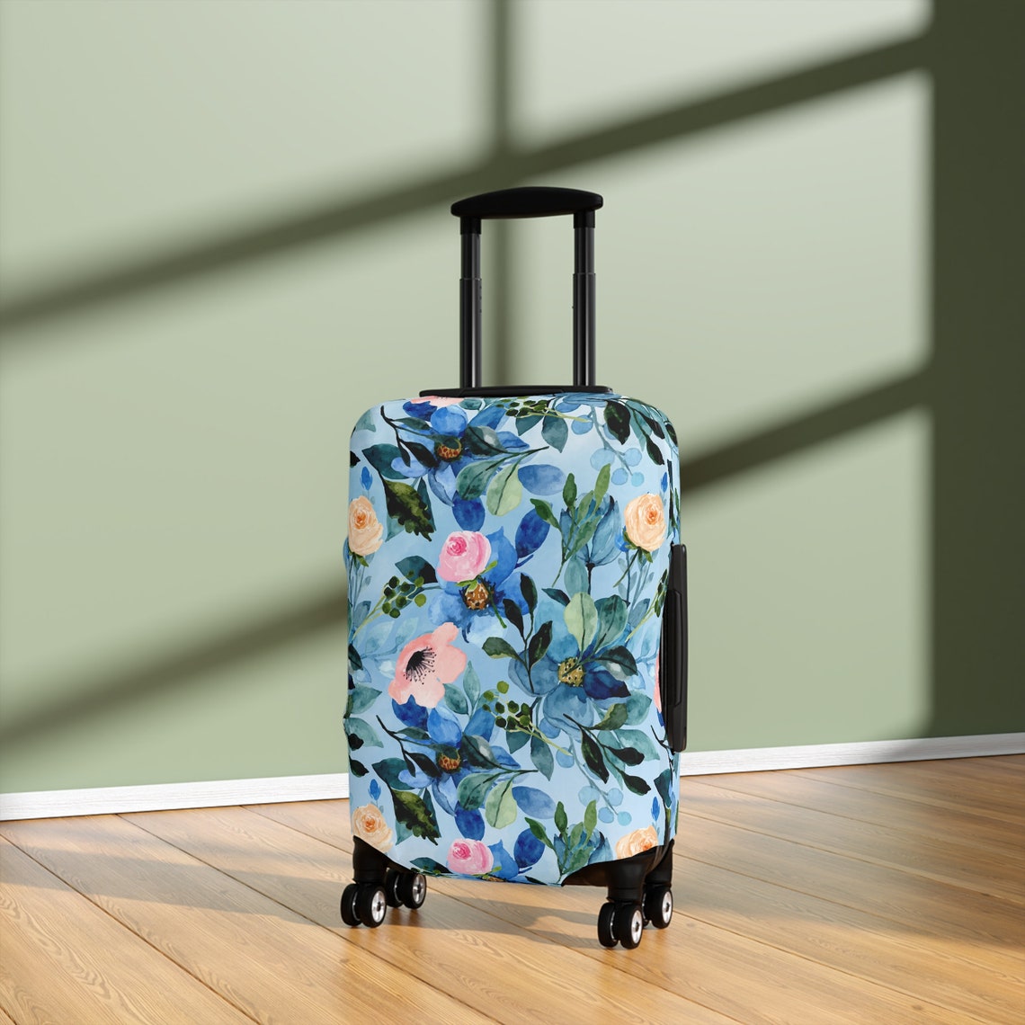 Stylish Blue Floral Luggage Cover - Best Protective Suitcase and ...