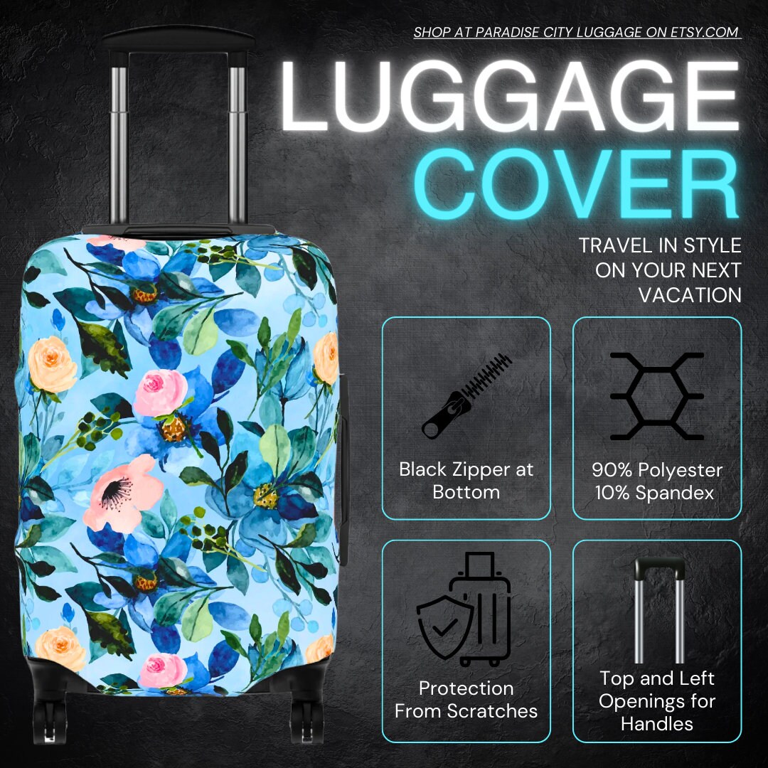 Stylish Blue Floral Luggage Cover Best Protective Suitcase and Baggage ...