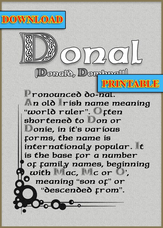 Donal Story of the namename explained history name | Etsy