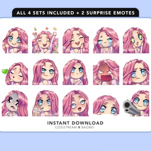 SUPER BUNDLE Emote Pack Candi : Vanilla Skin . Pink Hair Cute Emotes ...