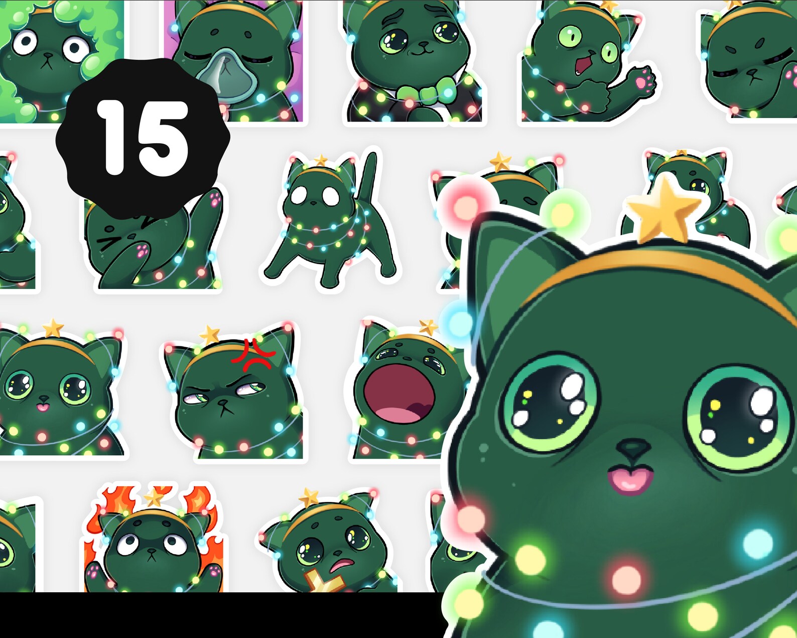 Cute Emote Pack Christmas CAT MEMES Christopher : Green Fur . Green ...