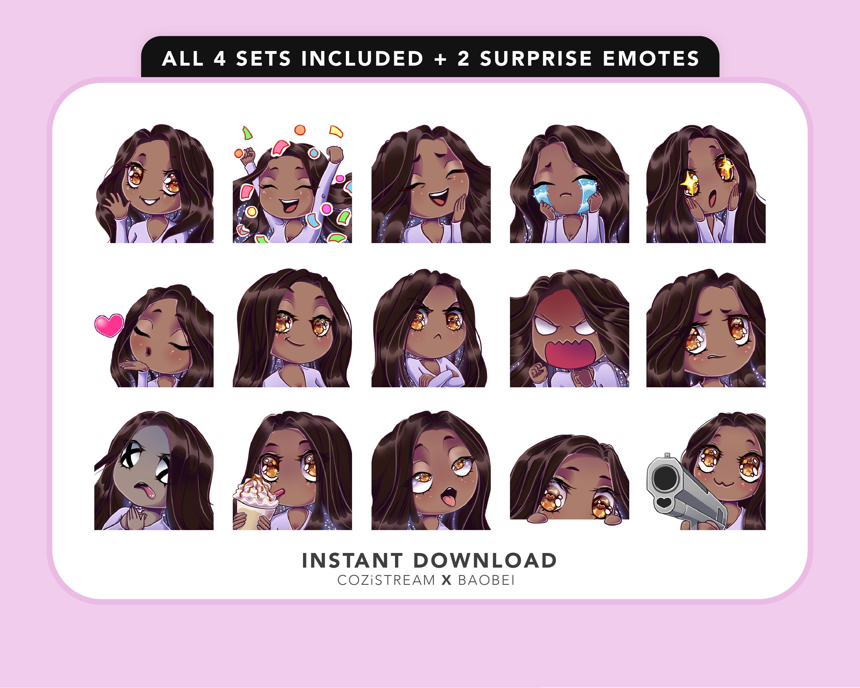 SUPER BUNDLE Emote Pack Tiara : Mocha Skin . Chocolate Brown Hair ...