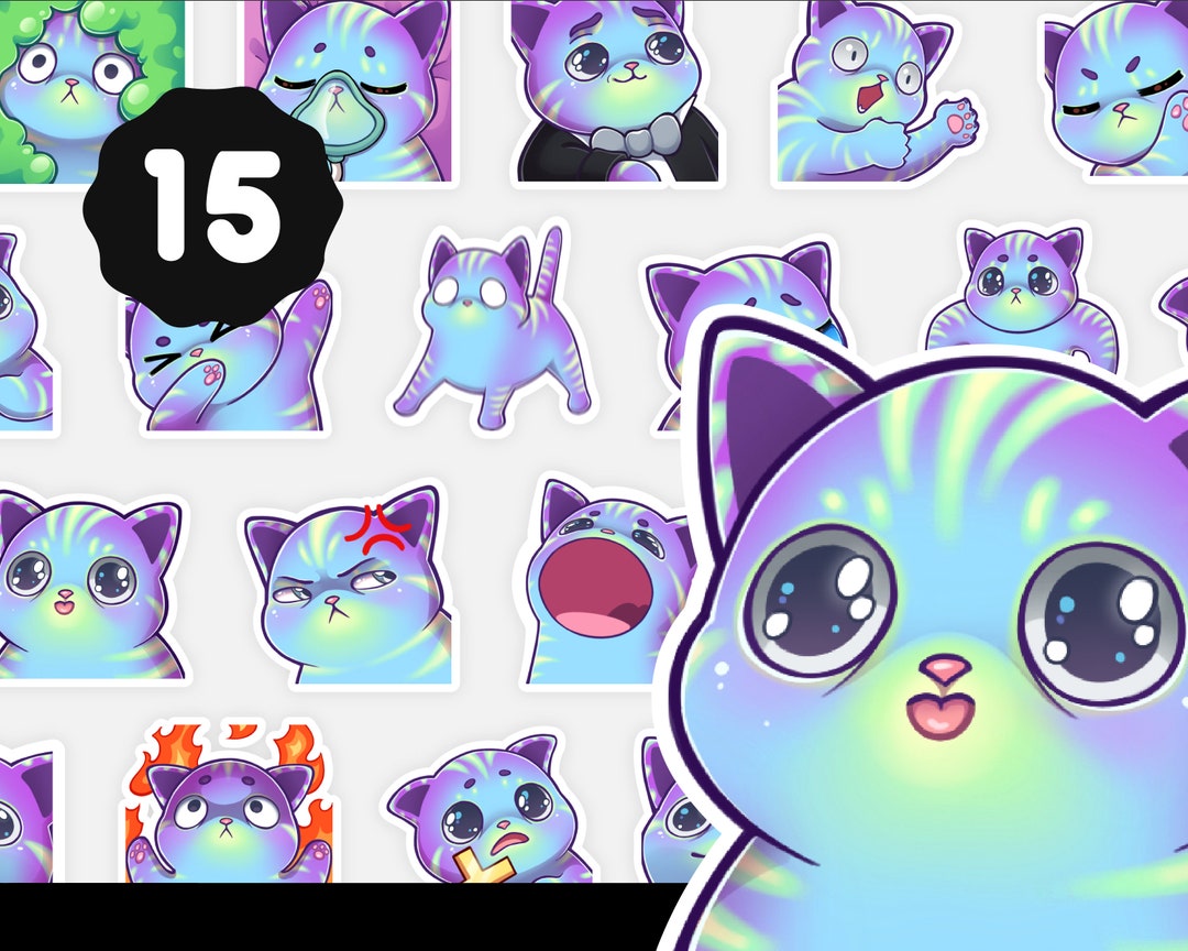 Cute Emote Pack CAT MEMES Kodi : Trippy Fur . Blue . Green . Purple ...