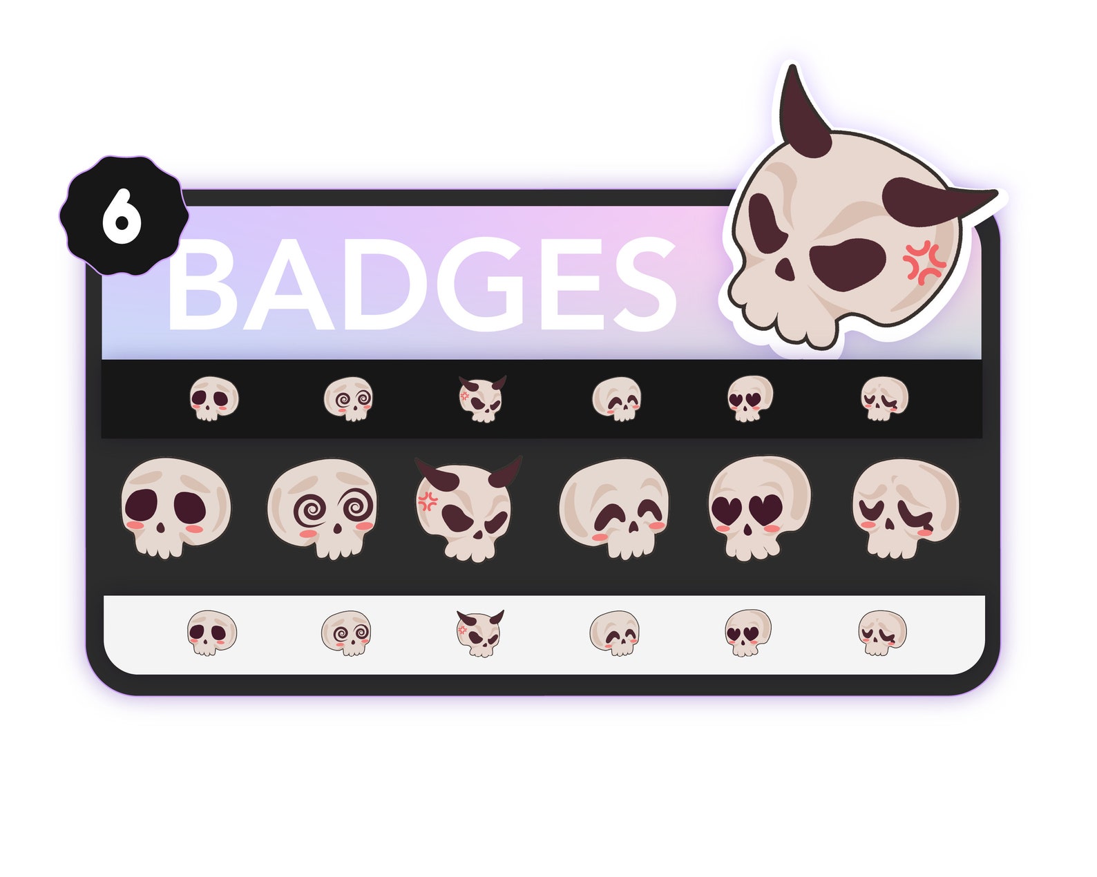 Twitch Sub Badge / Bit Badges SKULLS 6 Pack - Etsy