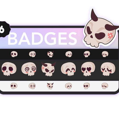 Twitch Sub Badge / Bit Badges SKULLS 6 Pack - Etsy